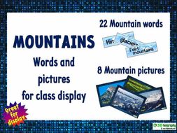 Mountain words and pictures for class display | Teaching Resources