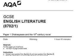 NEW*AQA English Lit Paper One 2017 | Teaching Resources