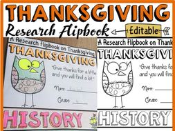 THANKSGIVING EDITABLE FLIPBOOK: INFORMATION REPORT WRITING RESEARCH ...