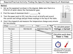 Specific Heat Capacity Required Practical Worksheet | Teaching Resources