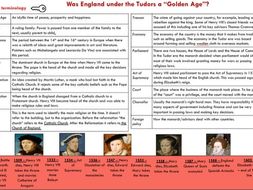 KS3 Tudors knowledge organiser | Teaching Resources