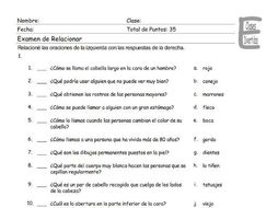 People Descriptions Spanish Matching Exam | Teaching Resources