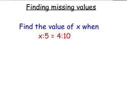 Lesson slides- finding missing values in ratios | Teaching Resources