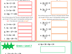 Solving Linear Equations RAG Task | Teaching Resources