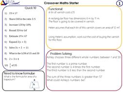 Crossover Maths Starters | Teaching Resources