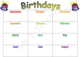 Class Birthday Calendar | Teaching Resources