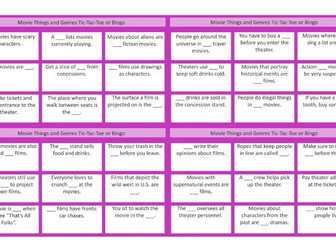 Movie Things and Genres 6 English Text Game Bundle | Teaching Resources