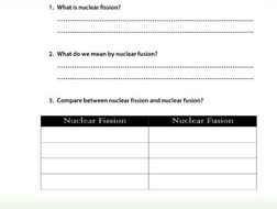 NUCLEAR FISSION AND NUCLEAR FUSION [Watch and Answer] | Teaching Resources