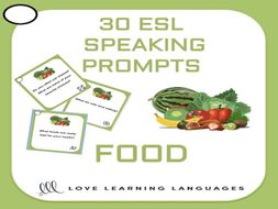 Food vocabulary - 30 ESL speaking prompt question cards by ...