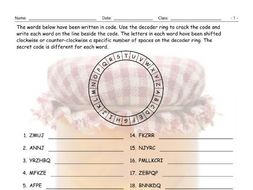 Container Words Decoder Ring Worksheet | Teaching Resources