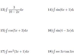 Integration using the reverse of the chain rule worksheet (with solutions) | Teaching Resources