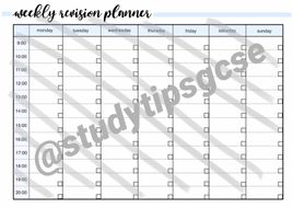 weekly revision planner | Teaching Resources