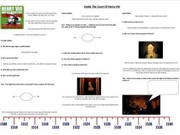 Inside the Court of Henry VIII - Worksheet to support the Documentary ...
