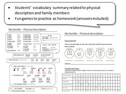 Physical description in French: students summary + games | Teaching ...