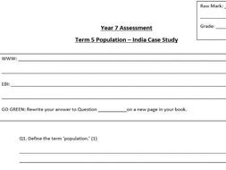 Geography Assessment- KS3- Population- India Case study | Teaching ...