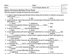 Space-Astronomy Multiple Choice Exam | Teaching Resources