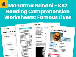 Mahatma Gandhi - KS2 Reading Comprehension Worksheets: Famous Lives ...