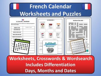 French Calendar BUNDLE (Days, Months, Dates) by FullShelf - Teaching ...