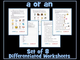 'a' or 'an' Article Determiners Bundle | Teaching Resources