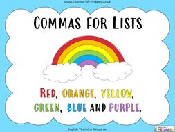 Commas for Lists | Teaching Resources