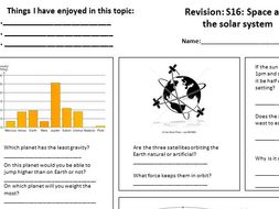 Revision sheet for KS3 Solar system topic | Teaching Resources