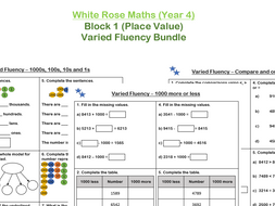 White Rose Maths - Year 4 - Place Value (Varied Fluency Practice Bundle ...