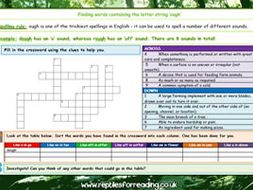 Finding words containing the letter string 'ough' KS2 Year 5/6 SPAG ...
