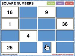 Square Numbers (Interactive Whiteboard Game) | Teaching Resources