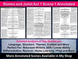 Romeo and Juliet Act 1 Scene 1 Annotated | Teaching Resources
