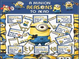 REASONS TO READ DISPLAY TEACHING RESOURCES EYFS KS1-KS2 READING MINIONS ...