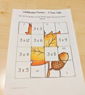 Fall Themed Independent Multiplication Revision Sheets 3x | Teaching ...