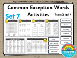 Year 5 / 6 Common Exception Words Spelling Activities ( set 7 ...