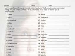 Antonyms and Opposite Actions Jumbled Words Spanish Worksheet ...
