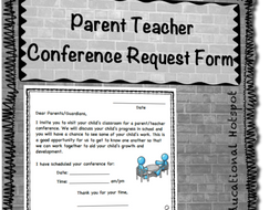 Parent Teacher Conference Request Form Template | Teaching Resources