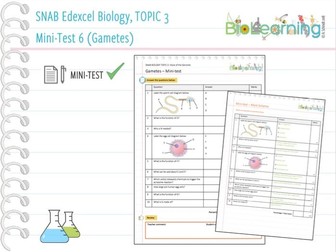 SNAB Biology Topic 3 - 16x Mini-tests | Teaching Resources