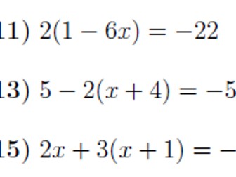Linear equations with brackets worksheets (with solutions) | Teaching ...