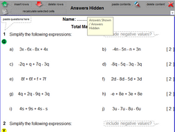 Collecting Like Terms Differentiated Worksheet by RUN DMC - Teaching ...
