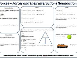 AQA Forces revision mat | Teaching Resources