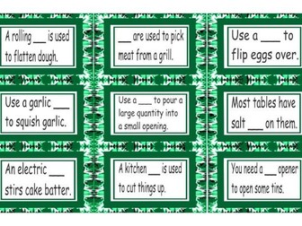 Kitchen Cookware and Utensils 6 English Text Game Bundle | Teaching ...