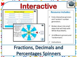 Interactive Fraction, Decimal and Percentage Spinners | Teaching Resources