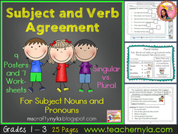 Subject-Verb Agreement Worksheets and Posters | Teaching Resources