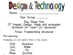 KS1 DT Booklet - Freestanding Structures | Teaching Resources