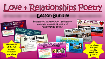 Love and Relationships Poetry Lesson Bundle! | Teaching Resources