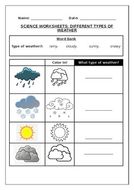 Science worksheets: Different types of weather | Teaching Resources