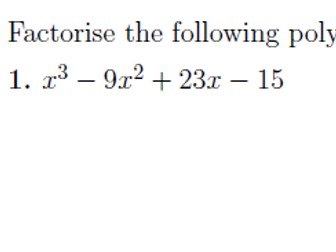 Factorising cubic polynomials and solving cubic equations worksheets ...