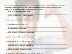 Imperative Verbs Spanish Scrambled Sentences Worksheet | Teaching Resources