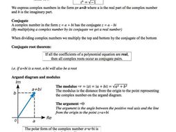 Revision notes on Complex numbers | Teaching Resources
