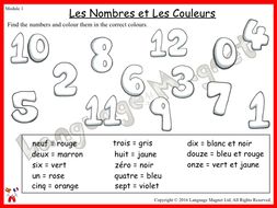 French Numbers and Colours | Teaching Resources