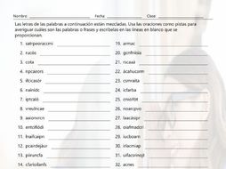 Verbs Ending in CAR 2 Jumbled Words Spanish Worksheet | Teaching Resources