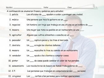 Jobs and Professions Spanish 4 Worksheet-2 Game-1 Exam Bundle ...